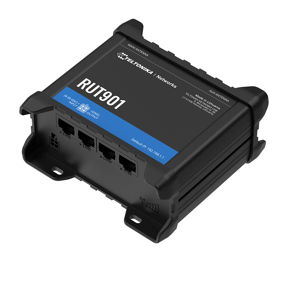 Teltonika RUT901 Industrial 4G/LTE Router mit 4x 10/100MBit und WiFi ...